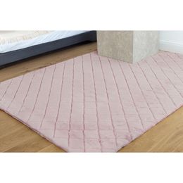 Padiro Teppich &raquo;Imala 125&laquo; rechteckig 30 mm H&ouml;he Besonders weiche Haptik, flauschig, gepr&auml;gtes Muster rosa Polyester B : 200cm 1 Stk., 30mm, L: 290cm