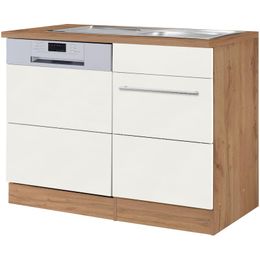 KOCHSTATION Sp&uuml;lenschrank &raquo;KS-Wien&laquo; Breite 110 cm, inkl. M&ouml;belfront f&uuml;r teilintegrierbaren Geschirrsp&uuml;ler wei&szlig; Holzwerkstoff wotaneiche, B/H/T: 110cm 