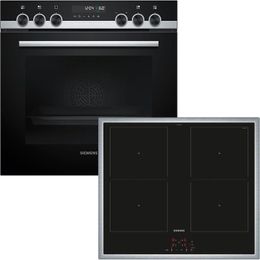 Siemens Flex-Induktions-Herd-Set &raquo;HE578GBS4&laquo; mit Teleskopauszug nachr&uuml;stbar Gleichm&auml;&szlig;ige 3D-Hei&szlig;luft auf 3 Ebenen & schnelles powerBoost schwarz 