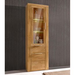 OTTO home Vitrine &raquo;ZARA75, 2 Glasboden variabel, T&uuml;ren L/R, 1 Schublade, Wohnzimmer&laquo; B/T/H:60/40/190cm, Front massivholz,5 F&auml;cher,Griffe silberfarben,