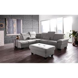 OTTO home Ecksofa &raquo;Cornwall L-Form&laquo; mit Sitztiefenverstellung, Schlaffunktion & Kopfteilverstellung grau Struktur fein (100% Polyester);Luxus-