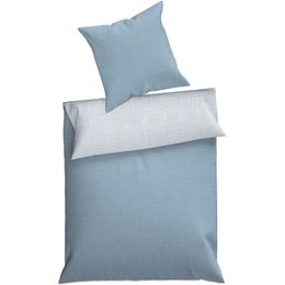 Dyckhoff Wendebettw&auml;sche &raquo;Uni&laquo; 2 Stk. Baumwolle, Renforc&eacute;, 100x135, Baby, Unifarben Meerblau, Rei&szlig;verschluss Renforc&eacute;, Obermaterial: 100% Baumwolle B/L: 155cm 