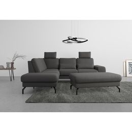 Sit & More sit&more Ecksofa &raquo;Cinturo L-Form&laquo; inklusive Sitztiefenverstellung und Federkern, Sitzh&ouml;he 48 cm grau B/H/T: 260cm x 91cm x 226cm, Luxus-Microfaser 
