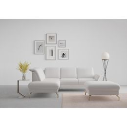 Sit & More sit&more Ecksofa &raquo;Fashion L-Form&laquo; wahlweise mit Kopfteilverstellung, Vorziehsitz, motorisch, Nickelf&uuml;&szlig;e silber B/H/T: 250cm x 84cm x 207cm, Soft clean