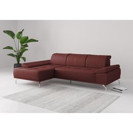 OTTO home Ecksofa &raquo;Caluna&laquo; Inkl.Sitztiefenverstellung, wahlweise mit Kopf- und Armteilverstellung rot B/H/T: 280cm x 81cm x 174cm, NaturLEDER Stoff, 
