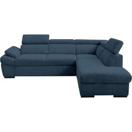 exxpo - sofa fashion Ecksofa inkl. Kopf- und Armteilverstellung, wahlweise mit Bettfunktion B/H/T: 270cm x 78cm x 207cm, Cord, Ottomane rechts,mit 