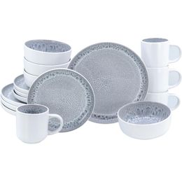 Creatable Kombiservice &raquo;Nordic Fjord, Service, 16-tlg.&laquo; Skandinavisches Design, Reativglasur grau Steinzeug 16