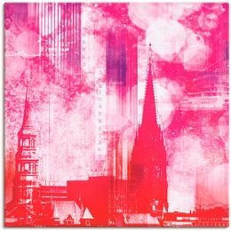 Artland Leinwandbild &raquo;Hamburg Collage III&laquo; Architektonische Elemente 1 Stk. tlg. auf Holzrahmen gespannt lila Leinwand B/H/T: 40cm x 40cm, Leinwandbild 