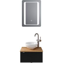 Badm&ouml;bel-Set &raquo;Serie 6915&laquo; 4 Stk. tlg. schwarz B/H/T: 51cmcm x 200cmcm x 35cmcm, T&uuml;ranschlag: rechts/Armaturbohrung: rechts