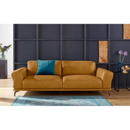 W.Schillig 2,5-Sitzer &raquo;montanaa&laquo; mit Metallf&uuml;&szlig;en in Bronze pulverbeschichtet, Breite 232 cm gelb B/H/T: 232cm x 78cm x 94cm, Longlife Xtra-Leder Z69