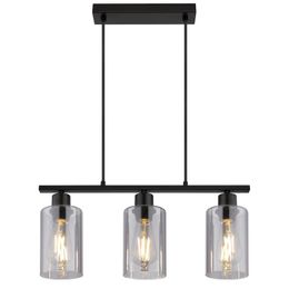 Globo LIGHTING H&auml;ngeleuchte &raquo;HADERA&laquo; E27 1 Stk. Wohnzimmerleuchte schwarz matt, Rauchglas, h&ouml;henk&uuml;rzbar 3, H: 140cm, 1 Stk.
