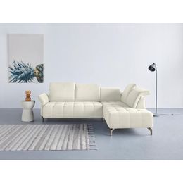 OTTO home Ecksofa &raquo;Fresh L-Form&laquo; Federkern, wahlweise Kopfteilverstellung und motorischer Vorziehsitz wei&szlig; 98% Polyester 2% Polyamid B/H/T: 260cm x 