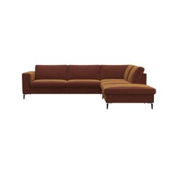 FLEXLUX Ecksofa &raquo;Fiore, super Sitzkomfort durch Kaltschaum im Sitz, L-Form&laquo; breite Armlehnen, F&uuml;&szlig;e Alu+schwarz braun 100% Polyester B/H/T: 273cm x 