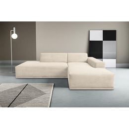 WERK2 Ecksofa &raquo;Apollo 264 x 188 cm modern und bequem&laquo; Cord, L-Form beige 90% Polyester, 10% Nylon B/H/T: 264cm x 70cm x 188cm, Cord, Ottomane rechts