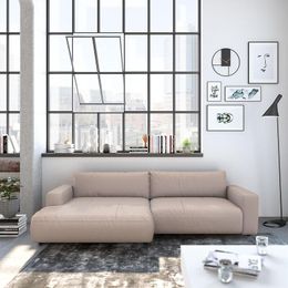 Musterring Ecksofa &raquo;LUCIA zeitlos, bequem, sch&ouml;ne Detailverarbeitung Breite 296cm, L-Form&laquo; beige Flachgewebe VALMONT (60% Baumwolle/40% Leinen);Leder PURO, 