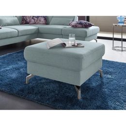 Sit & More sit&more Hocker &raquo;Percy&laquo; Fu&szlig;h&ouml;he 12 cm, wahlweise mit unterschiedlichen Fu&szlig;farben blau B/H/T: 72cm x 43cm x 72cm, Feinstruktur,mit satiniertem 
