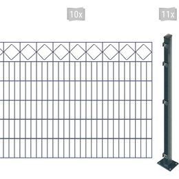 Arvotec Doppelstabmattenzaun &raquo;EASY 120 zum Aufschrauben "Karo" mit Zierleiste&laquo; Zaunh&ouml;he 120 cm, Zaunl&auml;nge 2 - 60 m grau Kunststoff, Stahl H/L: 120cm x 20m, 