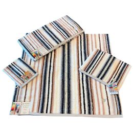 Ross Gaestehandtuecher &raquo;Multicolor&laquo; mit Streifen und gesticktem Ross-Emblem grau Frottier, Baumwolle B/L: 30cmx50cm, 6 Stk., Frottier