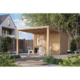 Konifera Gartenhaus &raquo;Coiba 2&laquo; inkl. Anbaudach braun Massivholz Fu&szlig;boden im Gartenhaus, Dachfolie