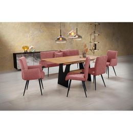 K+w Komfort & Wohnen K+W Komfort & Wohnen Essgruppe &raquo;Giacomo I&laquo; 6 Stk. tlg. 2 St&uuml;hle und 2 Armlehnenst&uuml;hle, Polsterbankbreite 200cm oder 177cm rot B/H/T: 87cm x 62cm, 