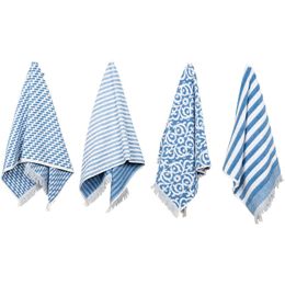 Pad G&auml;stehandtuch &raquo;FAMILY, 30x50 cm&laquo; Made in Europe, gestreift, Ornamente, mit Fransen blau Frottee, Frottee B/L: 30cmx50cm, 12 Stk., Frottee