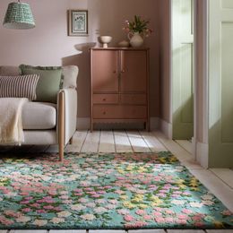 FLAIR RUGS Wollteppich &raquo;Emilia Floral, Hoch-Tief-Struktur,&laquo; rechteckig 9 mm H&ouml;he florales Design, Wohnzimmer, Schlafzimmer, Esszimmer bunt Wolle B : 