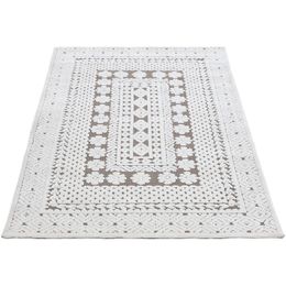 CarpetFine Teppich &raquo;Holly 1&laquo; rechteckig 12 mm H&ouml;he Blumen Motiv, Hoch-Tief Struktur, Wohnzimmer beige Polyester B : 120cm 1 Stk., 12mm, L: 170cm