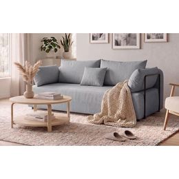 Collection AB Schlafsofa &raquo;Maria, B: 191 cm, Liegefl. 143x190 cm&laquo; Schlaffunktion,Bettkasten,Bonnelfederkern,Moderne Armlehnen aus Metall grau 100%