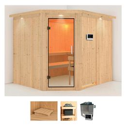 Karibu Sauna &raquo;Marit&laquo; Set, Ofen 9 KW externe Strg easy beige Saunaofen, externe Steuerung, 9 kW