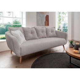 Home Affaire 3-Sitzer &raquo;Baggio modern und romantisches Design, bequem&laquo; Zierkissen inklusive grau 100% Polyester B/H/T: 236cm x 80cm x 103cm, Luxus-