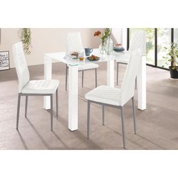 OTTO home Essgruppe Set: Glastisch, Breite 120 x 80 cm mit 4 St&uuml;hlen wei&szlig; B/H/T: 120cm