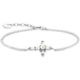 Thomas Sabo Damen Thomas Sabo Armband &raquo;Kreuz Cross Romance&laquo; mit Zirkonia (synth.) - mit S&uuml;&szlig;wasserzuchtperle bunt 19, Perlen Silber 925 (recycelt)