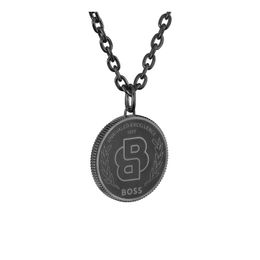 BOSS Herren BOSS Kette mit Anh&auml;nger &raquo;DOUBLE B COIN&laquo; schwarz Edelstahl, L: 70 B: 2mm