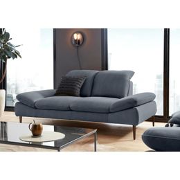 W.Schillig 2-Sitzer &raquo;enjoy&MORE&laquo; Sitztiefenverstellung, F&uuml;&szlig;e bronze pulverbeschichtet, Breite 202 cm blau Chenille-Flachgewebe R66 (85% Polyester, 15%