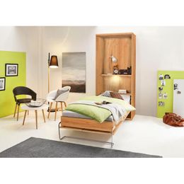 Priess Schrankbett &raquo;Ancona&laquo; mit Regal und LED-Beleuchtung beige LED-Beleuchtung Lattenrost, B/L: 90cm x 200cm Betth&ouml;he: 44cm, kein H&auml;rtegrad, ohne 