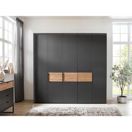 Wiemann Kleiderschrank &raquo;Acapulco&laquo; hochwertige Beschl&auml;ge grau Holz teilmassiv, Holzwerkstoff Graphit-Dekor, B/H/T: 246,3cm x 216cm x 58cm, T&uuml;ren: 5 Stk