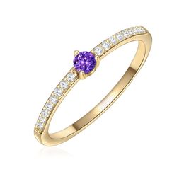 Glanzst&uuml;cke M&uuml;nchen Ring Damen Gr&ouml;&szlig;e 56 gold / dunkellila / transparent
