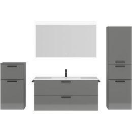 Nobilia Badm&ouml;bel-Set &raquo;Tolvina&laquo; vormontiert, mit Soft-Close, 4 Stk. tlg. grau B/H/T: 230cmcm x 169cmcm x 48,7cmcm, Griffe schwarz