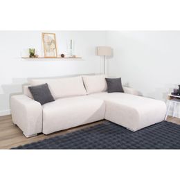 Collection AB Ecksofa &raquo;Pia L-Form, B: 237 cm&laquo; Schlaffunktion, Bettkasten & 2 Zierkissen, Federkern beige 100%Polyester B/H/T: 237cm x 41cm x 169cm, 