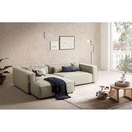 LeGer Home by Lena Gercke Ecksofa &raquo;PIARA XXL Leinenoptik, Big-Sofa, L-Form&laquo; wahlweise Ottomane rechts/links, Kedernaht, extra tiefe Sitzfl&auml;che gr&uuml;n 