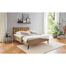 Meise M&ouml;bel meise.m&ouml;bel Polsterbett &raquo;Empire&laquo; erh&auml;ltlich in den Breiten 140 & 180cm gelb Liegefl&auml;che L&auml;nge B: 200cm x 140cm, Webstoff, H&ouml;he Bettseite: 45cm, ohne 