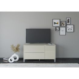 set one by Musterring Lowboard &raquo;Reno&laquo; 1 Stk. tlg. Mit Vierkantfu&szlig; in diversen Farben, 75 cm H&ouml;he & Farbauswahl beige Glas, Holzwerkstoff B/H/T: 137cm 