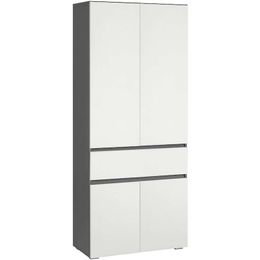 Home Affaire Hochschrank &raquo;Wisla&laquo; mit 4 T&uuml;ren & 1 Schublade, Breite 76 cm, H&ouml;he 180 cm grau Holzwerkstoff anthrazit, B/H/T: 76cm x 180cm x 35cm, 