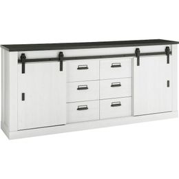 Home Affaire Sideboard &raquo;Sherwood, Kommode im Industrial-Style, Schrank, Stauraumelement&laquo; mit Scheunentorbeschlag & Apothekergriffen, in 2 Farben 