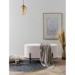 Salesfever Polsterhocker &raquo;Komfortabler Polsterhocker&laquo; mit Design-Gestell aus schwarzem Metall schwarz-wei&szlig; Boucl&eacute; Stoff (100% Polyester), Metall B/H/T
