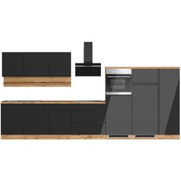 KOCHSTATION K&uuml;chenzeile &raquo;KS-Virginia,neu in verbesserter Ausf&uuml;hrung&laquo; Arbeitsplatte 38 mm stark, Stauraum, Softclose, Breite 410 cm, Softclose, 