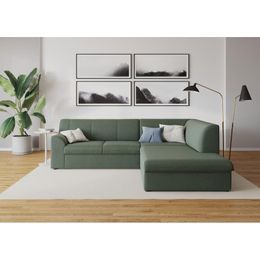 DOMO collection Ecksofa &raquo;Topper zeitlos elegant, kompakte Stellma&szlig;eL-Form&laquo; mit Ottomane, wahlweise mit Schlaffunktion gr&uuml;n B/H/T: 237cm x 78cm x 200cm