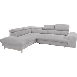 COTTA Ecksofa &raquo;Chef L-Form&laquo; mit Kopfteilverstellung, wahlweise mit Schlaffunktion & Bettkasten grau Chenille (90% Polyester, 10% Polyamid);Struktur (