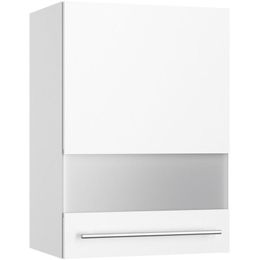 KOCHSTATION H&auml;ngeschrank &raquo;KS-Bern2&laquo; Breite 50 cm, 1 T&uuml;r, 2 Einlegeb&ouml;den, Front mit Milchglas-Einsatz wei&szlig; Holzwerkstoff B/H/T: 50cm x 70,4cm x 34,9cm,