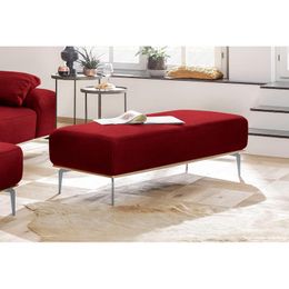 W.Schillig Polsterhocker &raquo;run&laquo; mit elegantem Holzsockel, F&uuml;&szlig;e in Silber matt, Breite 150 cm rot Flachgewebe W82 Q2 (74% Polyacryl, 26% Polyester) B/H/